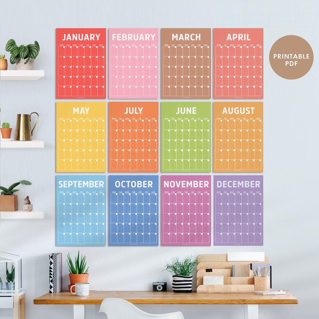 PRINTABLE Monthly Wall Planner | Large Undated Wall Planner | Perpetual ...