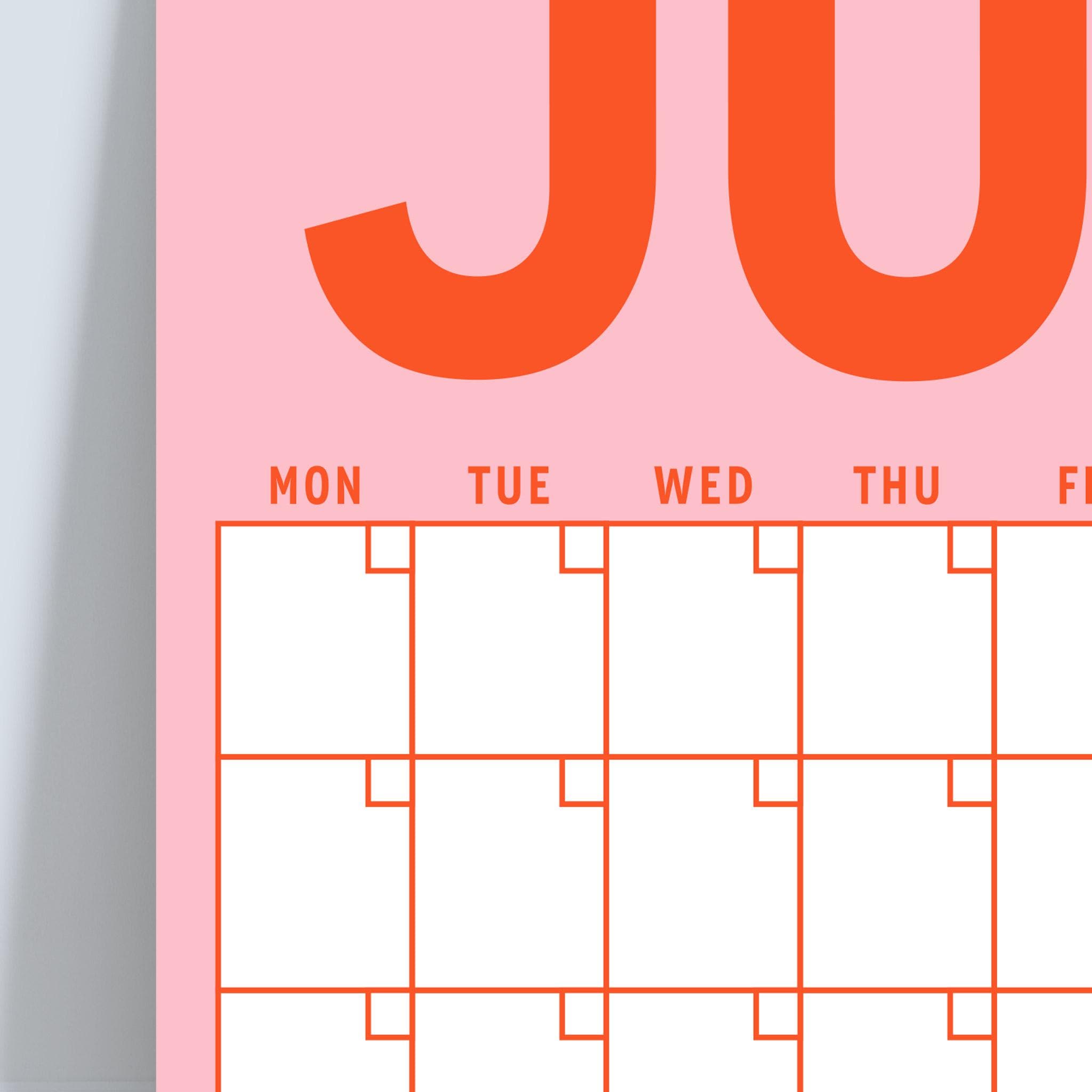 Large Monthly Wall Planner Colourful, Undated Planner, 12 Month ...