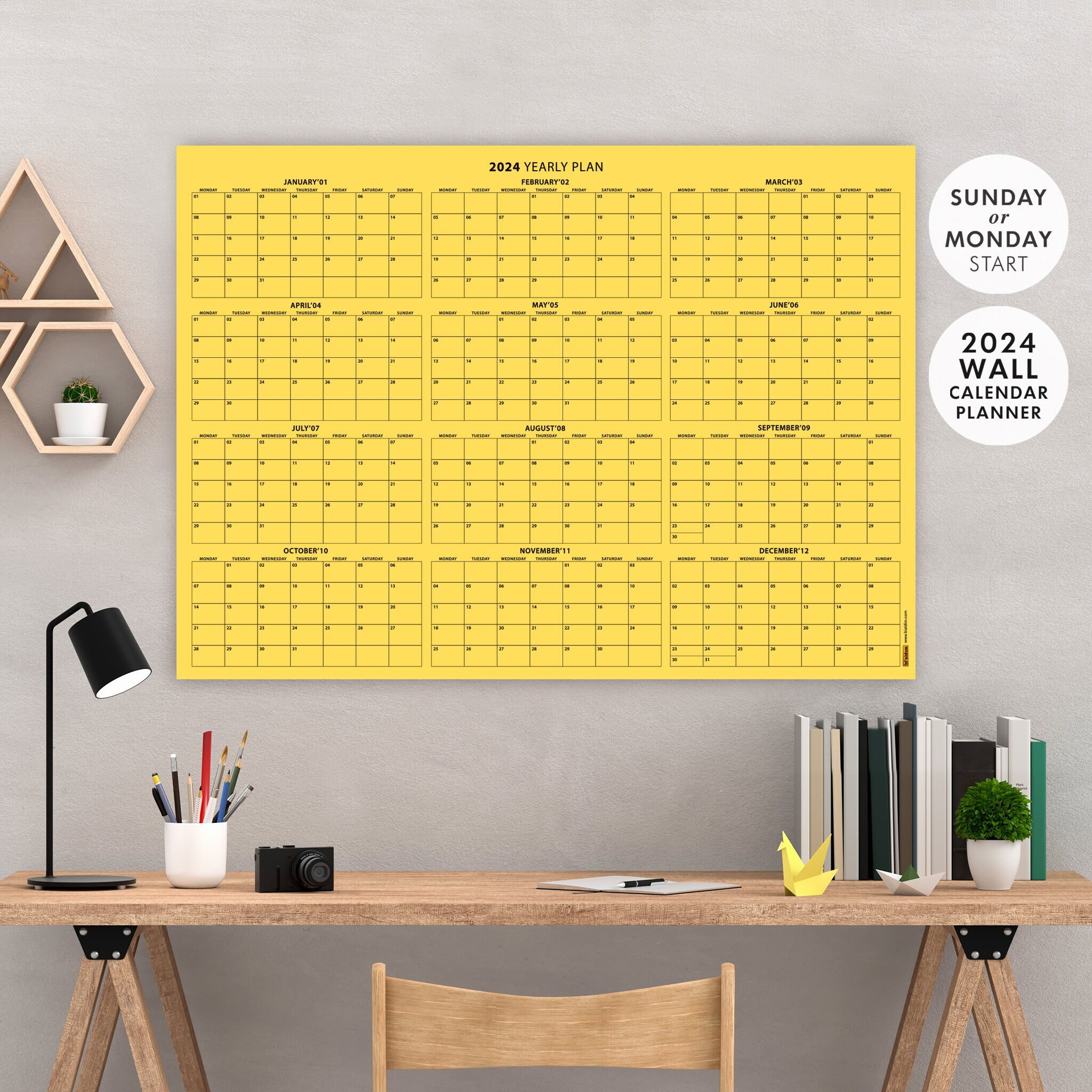 2024 Wall Planner, 2024 Monthly Planner, 2024 Wall Calendar, 2024 Year ...