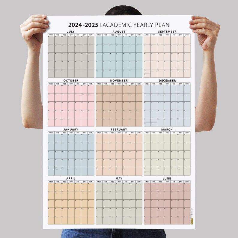 PRINTABLE 2024 2025 JULY Start Academic Wall Calendar, Mid-year ...