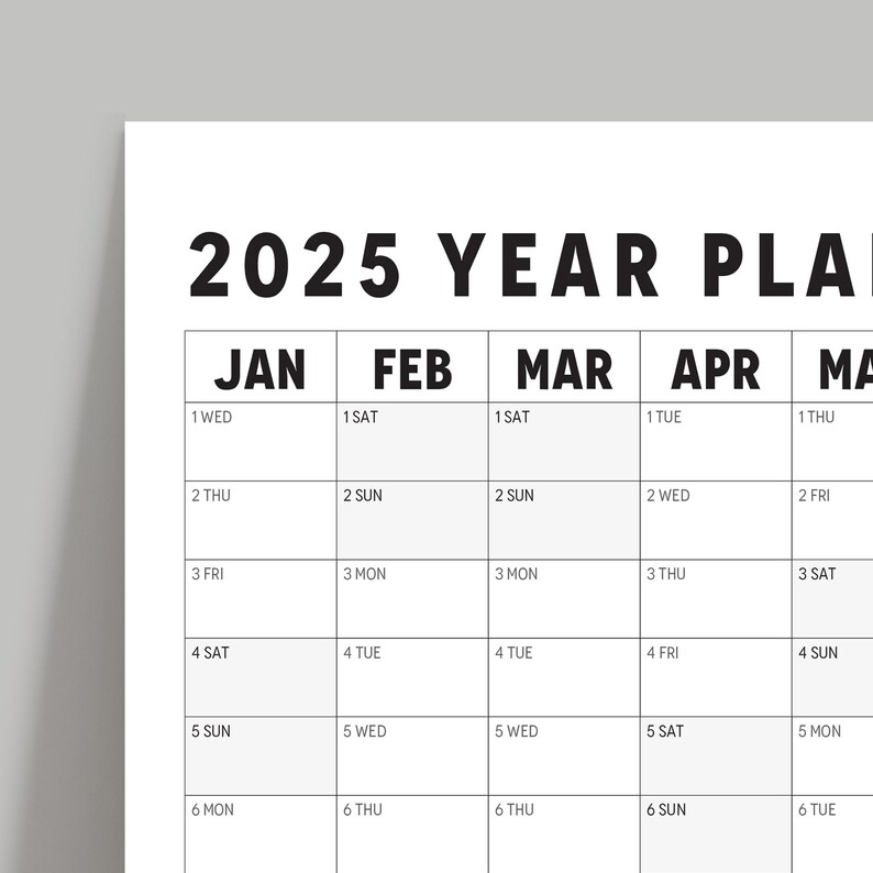 2025 Wall Planner: Minimalist Vertical Calendar (printable PDF) - Etsy