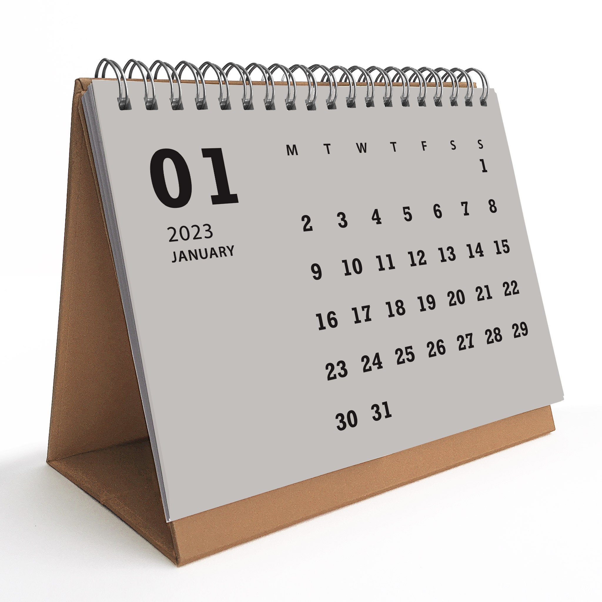 Gray Special Paper 2024 Desk Calendar, Brown Rigid Triangle Leg, 2024 ...