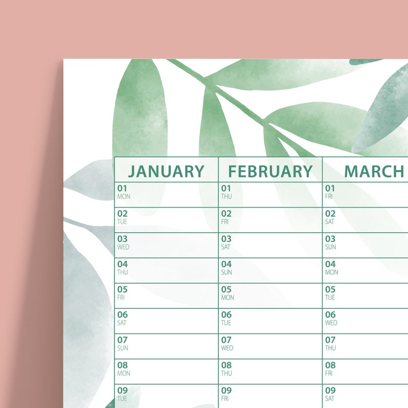 2024 Wall Planner Green Floral Landscape 2024 Year Planner - Etsy