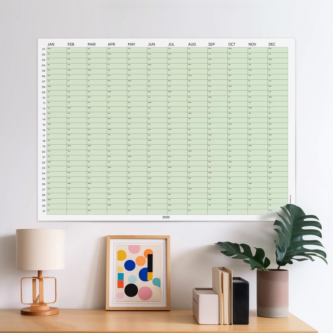 PRINTABLE 2025 Wall Calendar Horizontal Wall Planner Monthly Planner ...