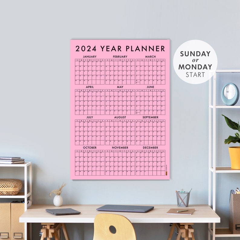 PINK Special Paper 2024 Wall Calendar Year Wall Planner - Etsy