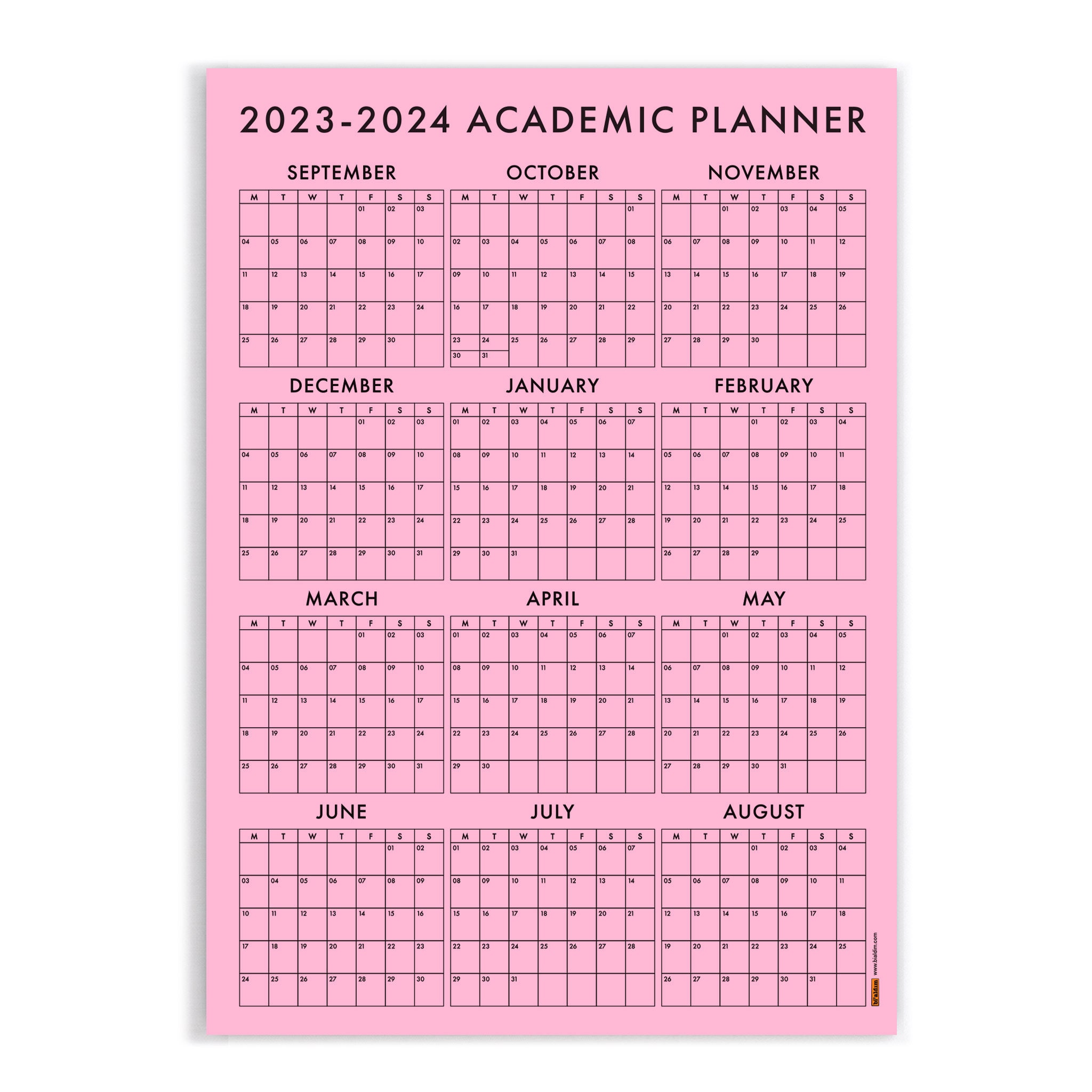 PINK Special Paper 2024 Wall Calendar Year Wall Planner - Etsy