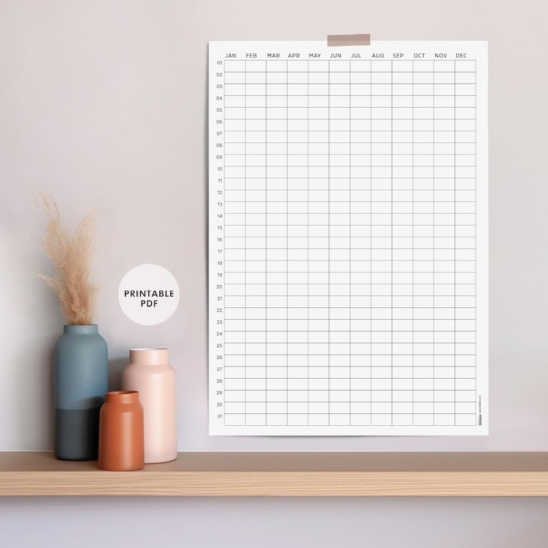 PRINTABLE Perpetual Wall Calendar Undated Annual Calendar Minimalist ...