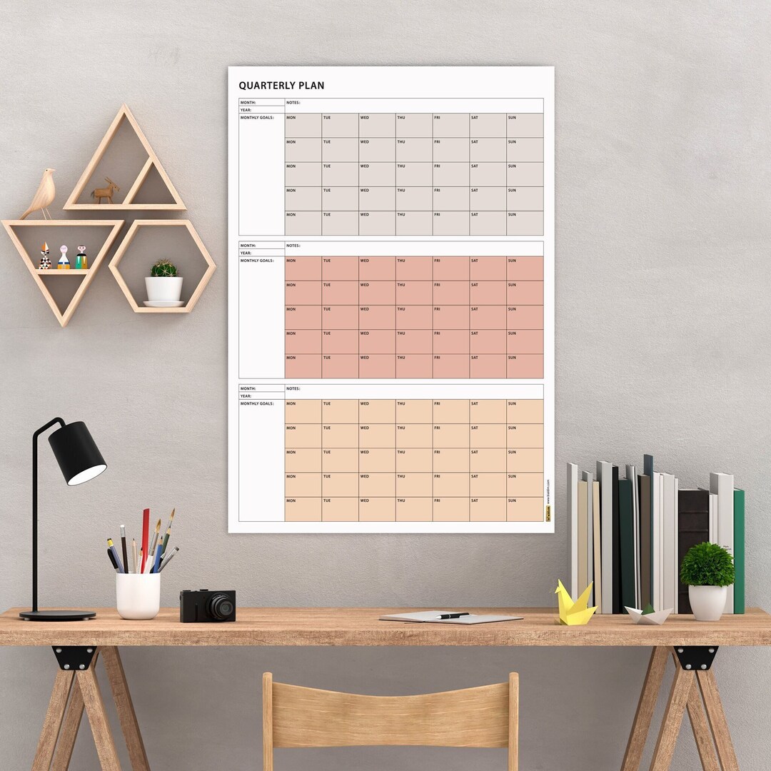 Boho Earth Tone Quarterly Wall Calendar, 3-month Planner - Etsy