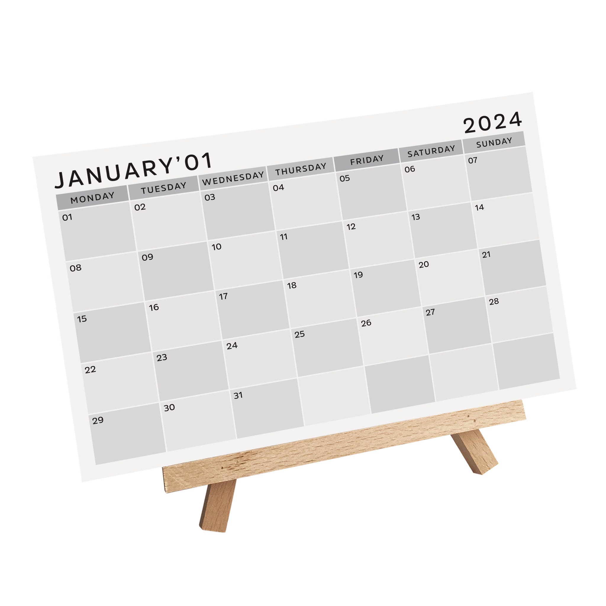Shades of Gray Calendar 2024 Desk Calendar Wooden Easel - Etsy