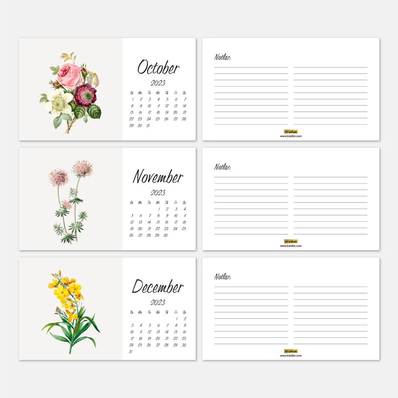 2024 Desk Calendar, Vintage Floral Calendar 2024 - Etsy