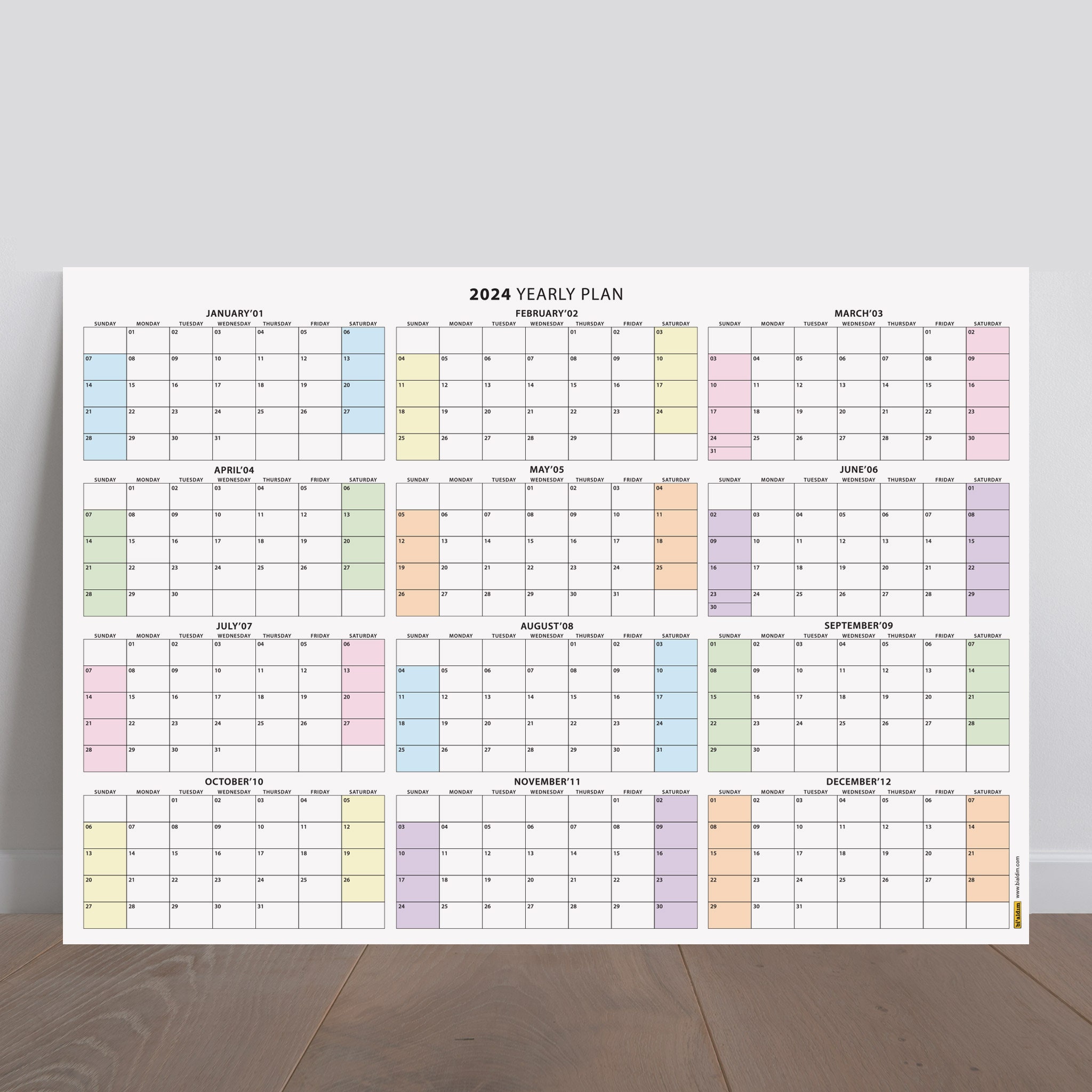 Printable 2024 Year Planner, Giant 2024 Wall Calendar, Yearly Wall ... Printable 2024 Year Planner, Giant 2024 Wall Calendar, Yearly Wall ...