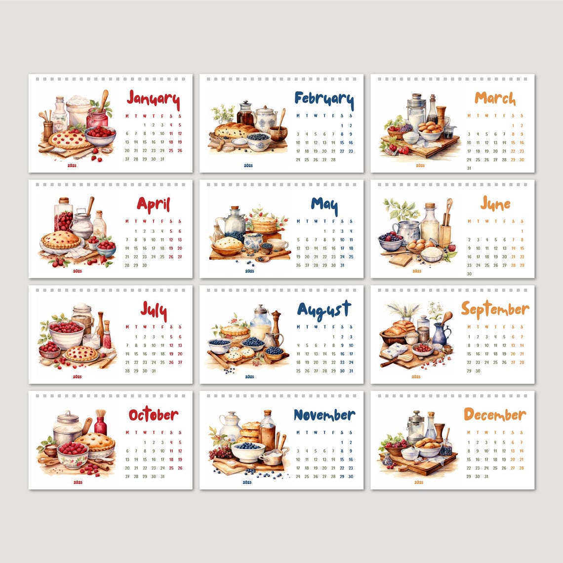 2026 Vintage Baking Calendar: Kitchen & Bakery Decor - Etsy