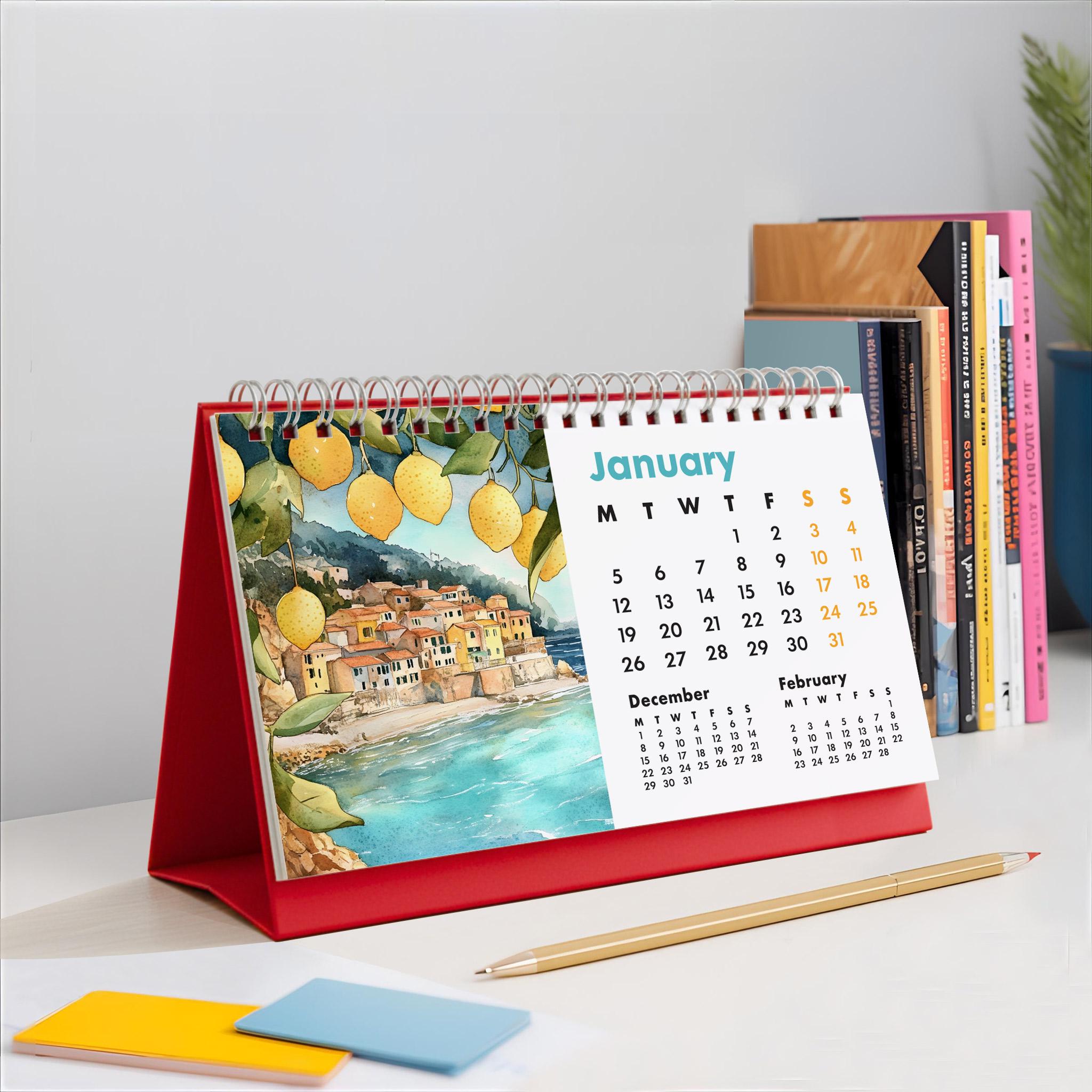 2026 Italy Desk Calendar | Colorful Illustrated Italian Landscape Art ...