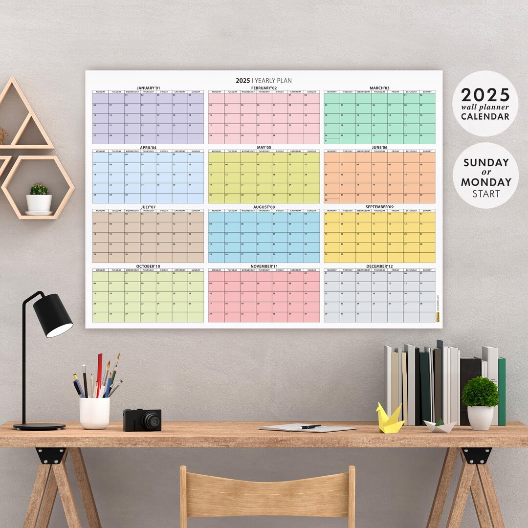 2026 Pastel Wall Calendar: Annual Planner, Sunday/monday Start - Etsy