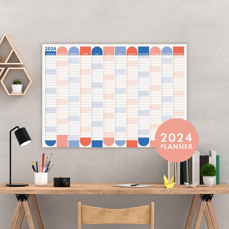 2024 Wall Planner 2024 Wall Calendar at a Glance Year Planner Monthly ...