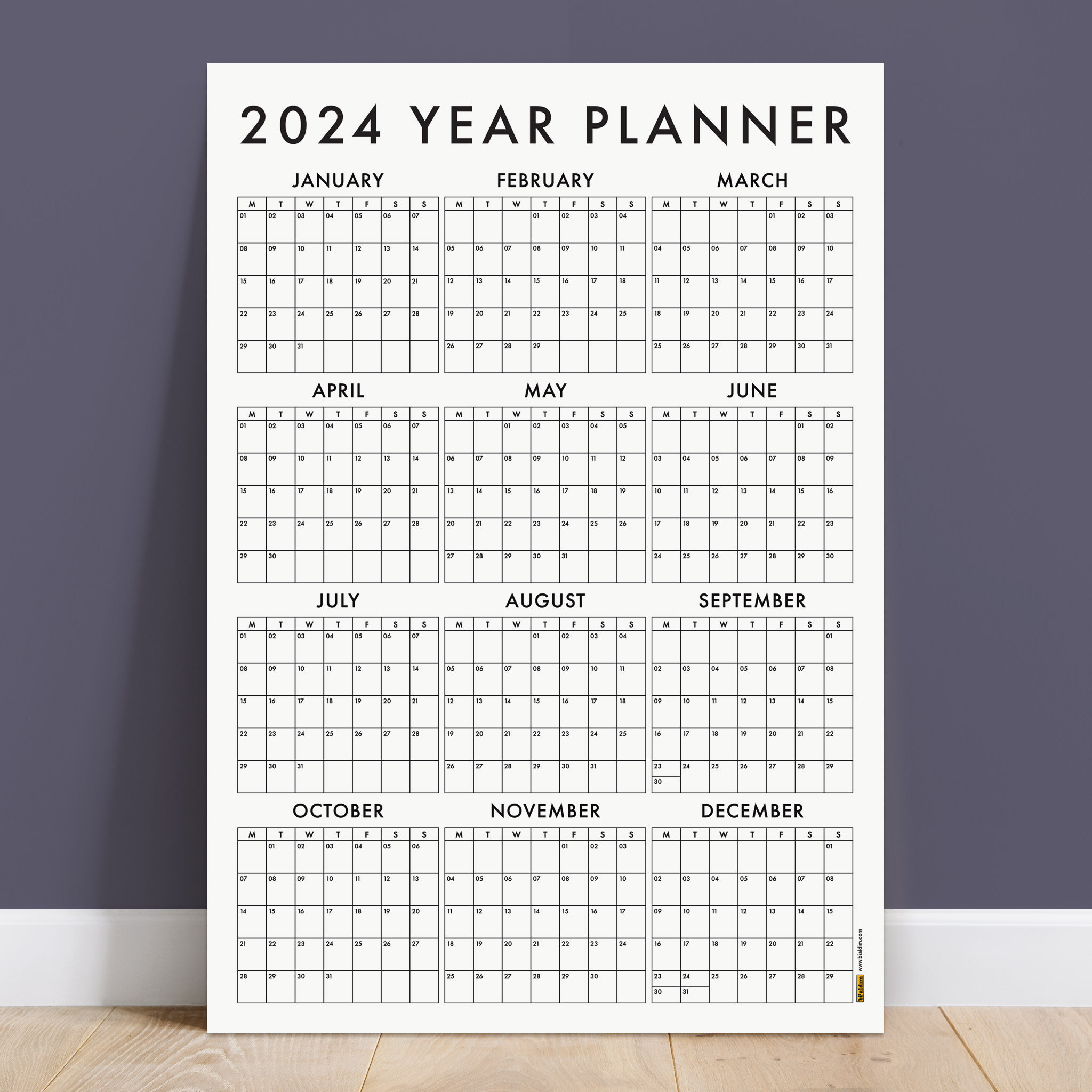 PRINTABLE 2024 Wall Calendar, 2024 Wall Planner, 2024 Year Planner ...