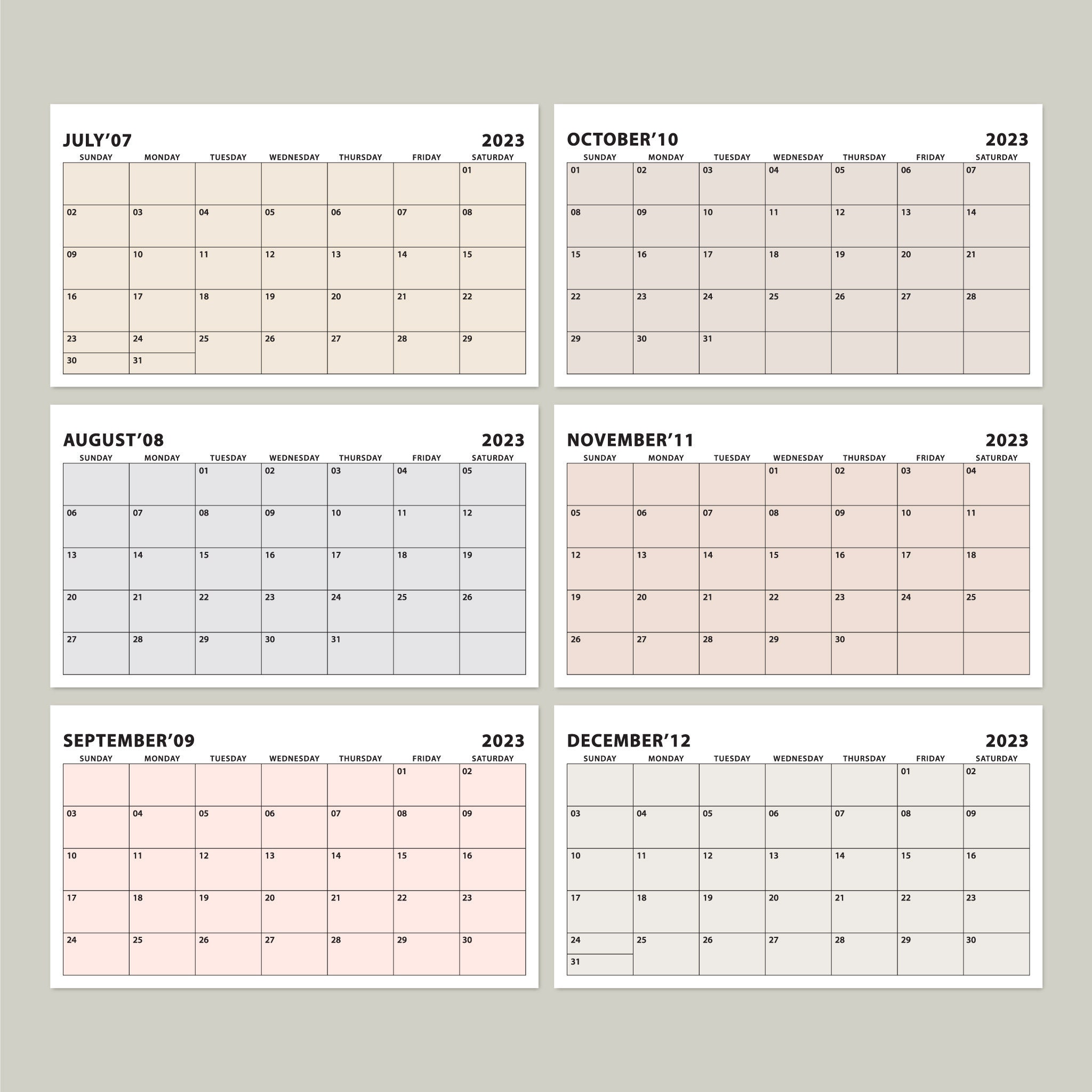 Boho Color Monthly Planner Calendar, 2024 Desk Calendar, Minimalist ...