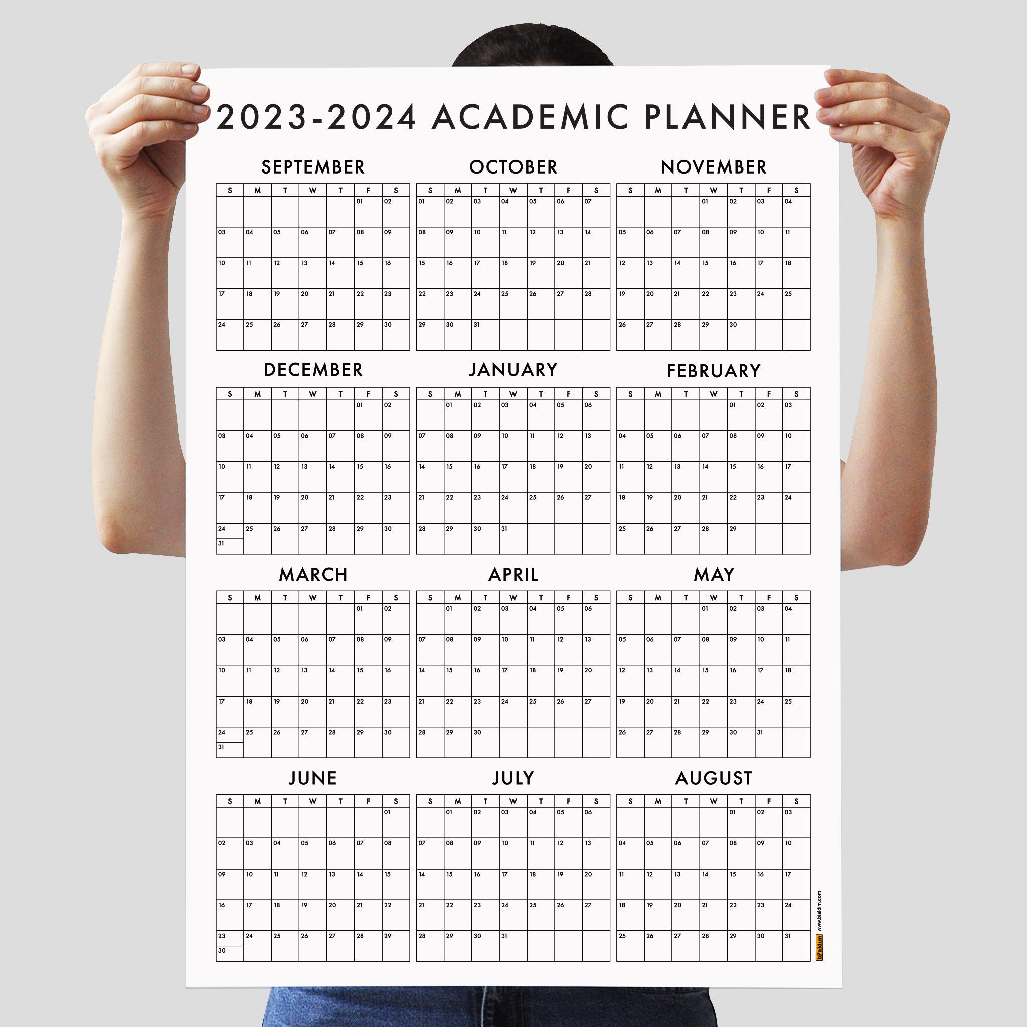Printable 2023-2024 Academic Wall Calendar, SEPTEMBER Start, Academic ...