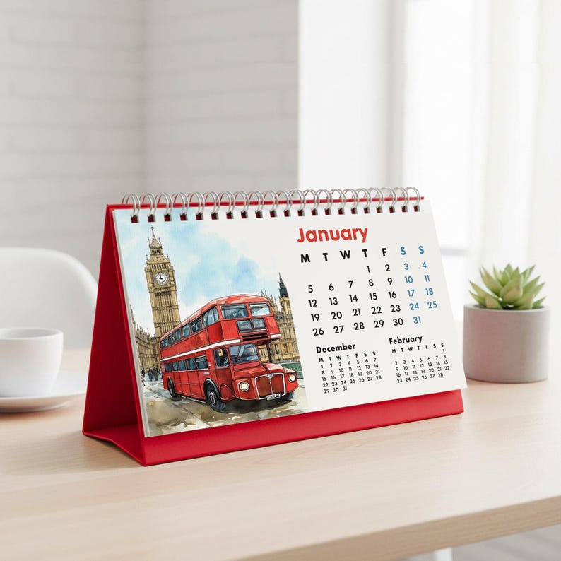 2026 London Art Desk Calendar | Illustrated UK Travel Gift Calendar ...