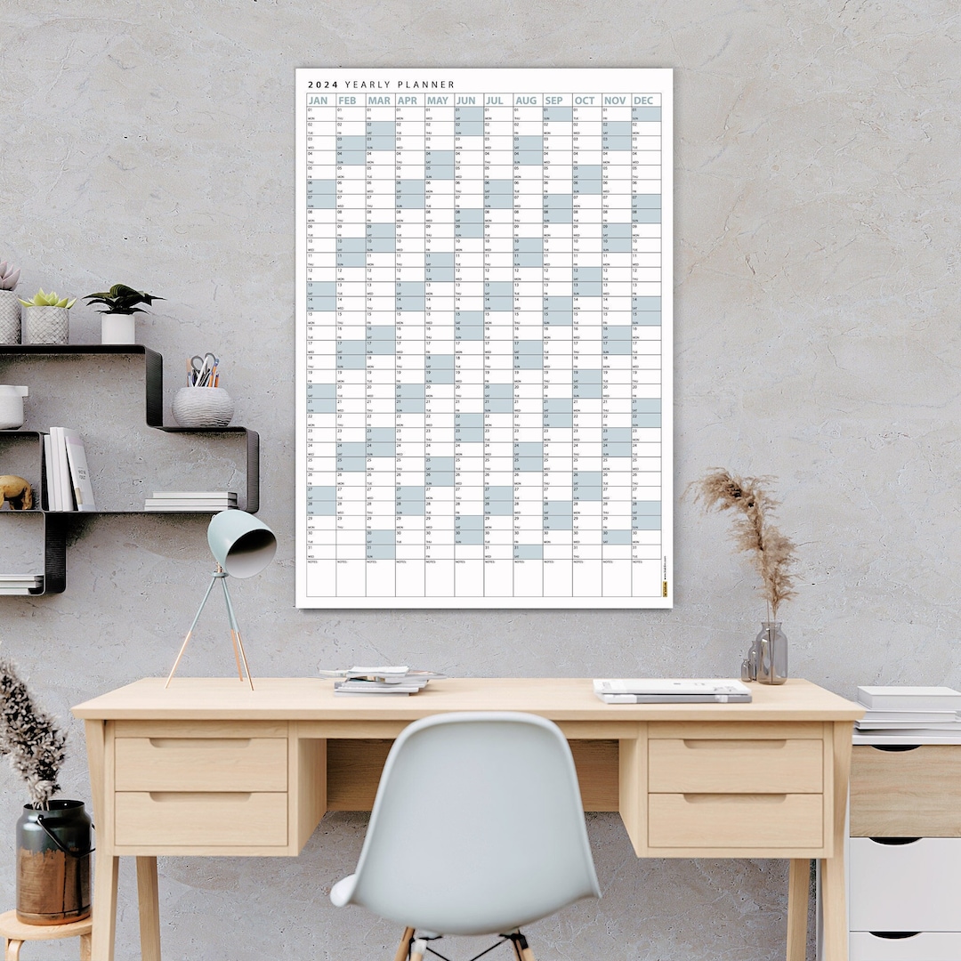 Printable Blue 2024 Wall Calendar, 2024 Wall Planner, 2024 Year Planner ...