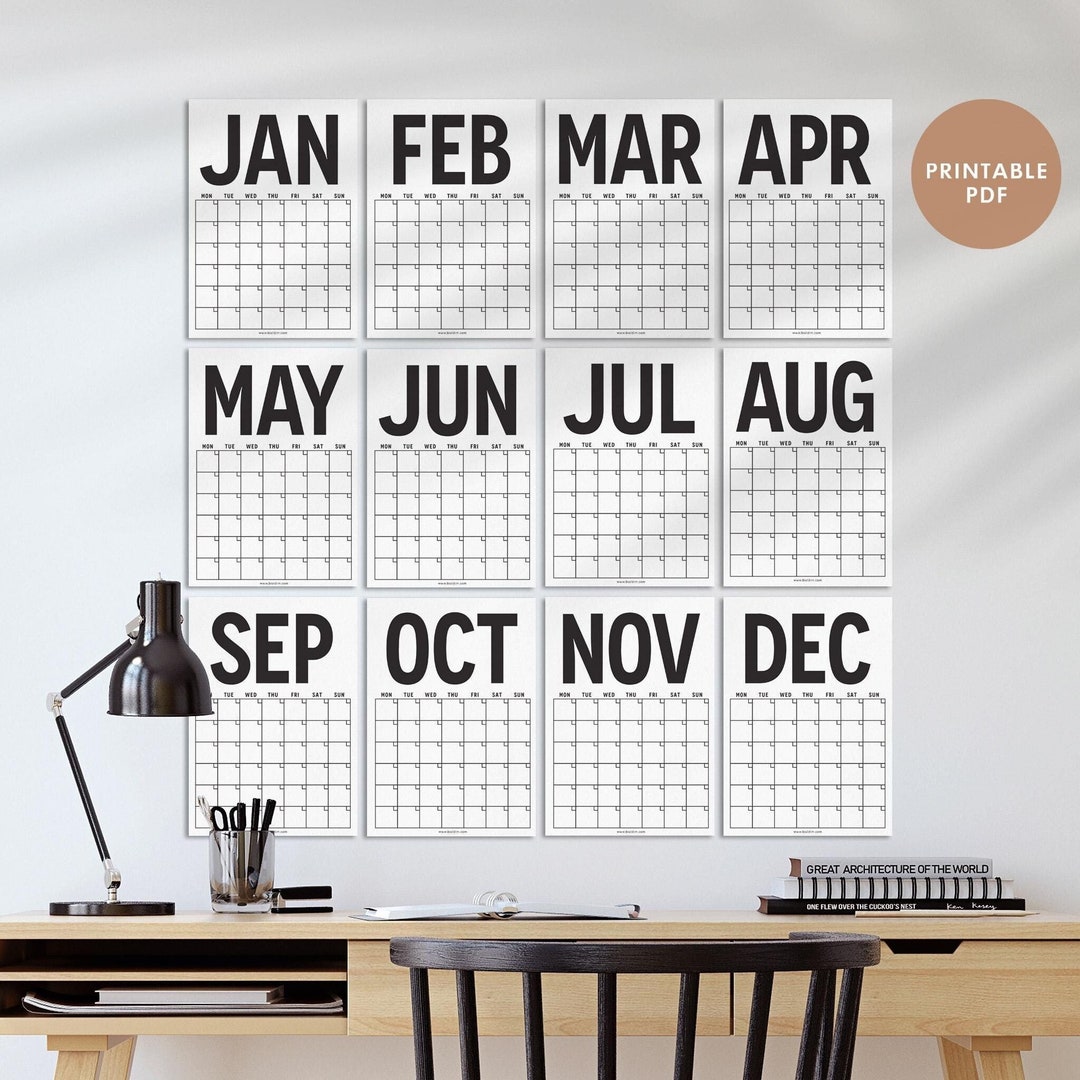 Large Monthly Wall Planner, Undated Wall Planner, Perpetual Calendar ...