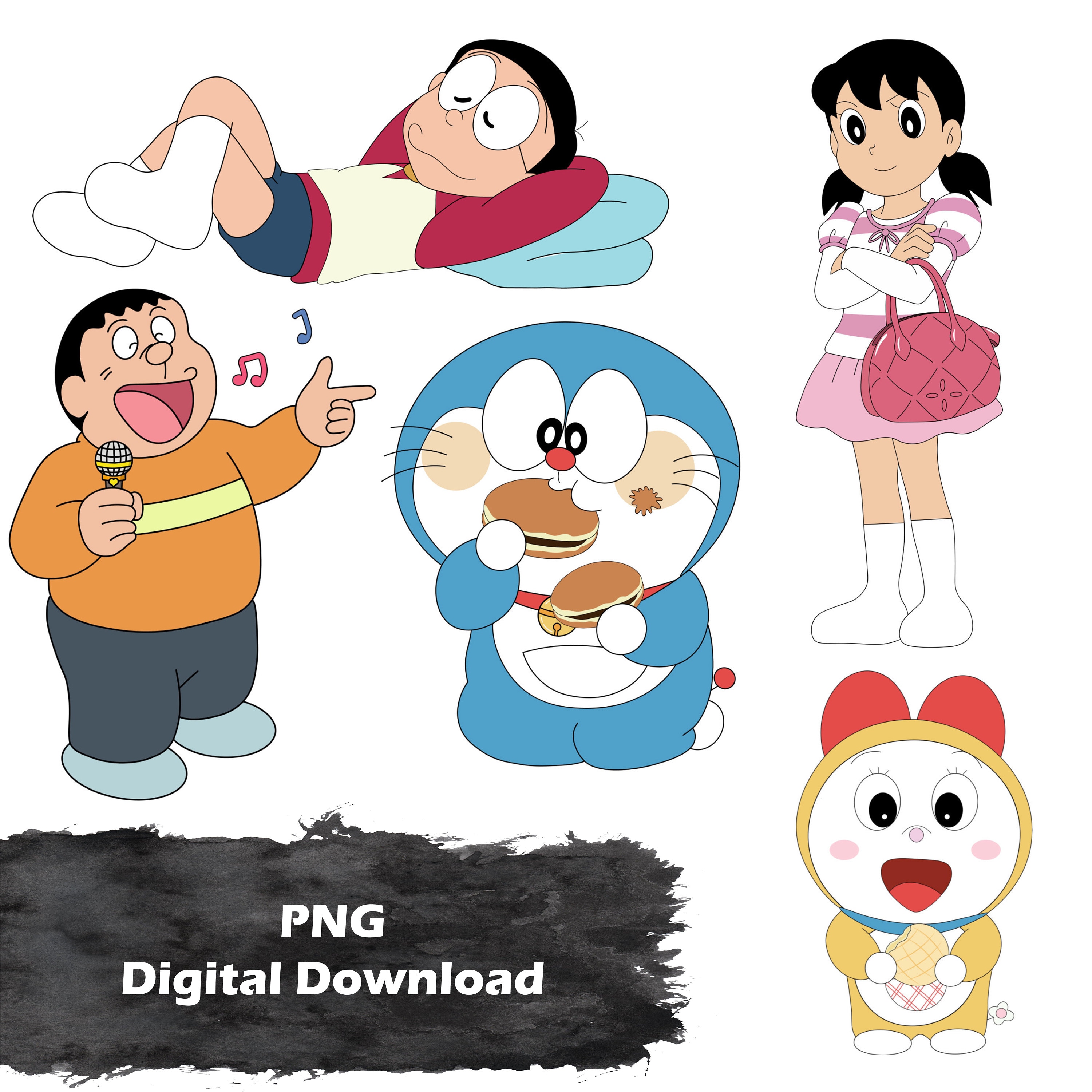 Doraemon Japanese Cartoon 5 Characters PNG , Digital Download, Anime ...