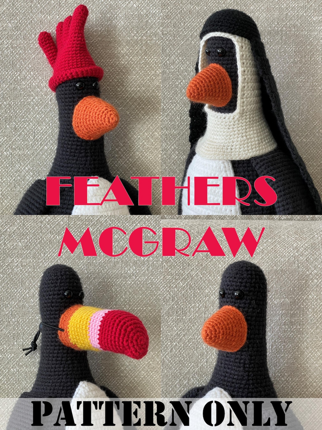 FEATHERS MCGRAW (from Wallace & Gromit) - PDF Pattern by Crochet ...