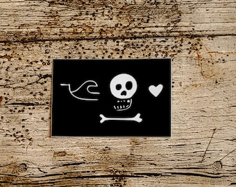 Distressed Jolly Roger Flag Decal Black &white Pirate Flag - Etsy