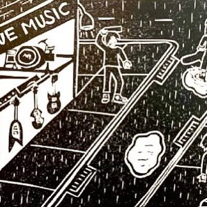 Avenue Music Linocut Print Music Shop, Rain, Guitar Shop - Etsy UK