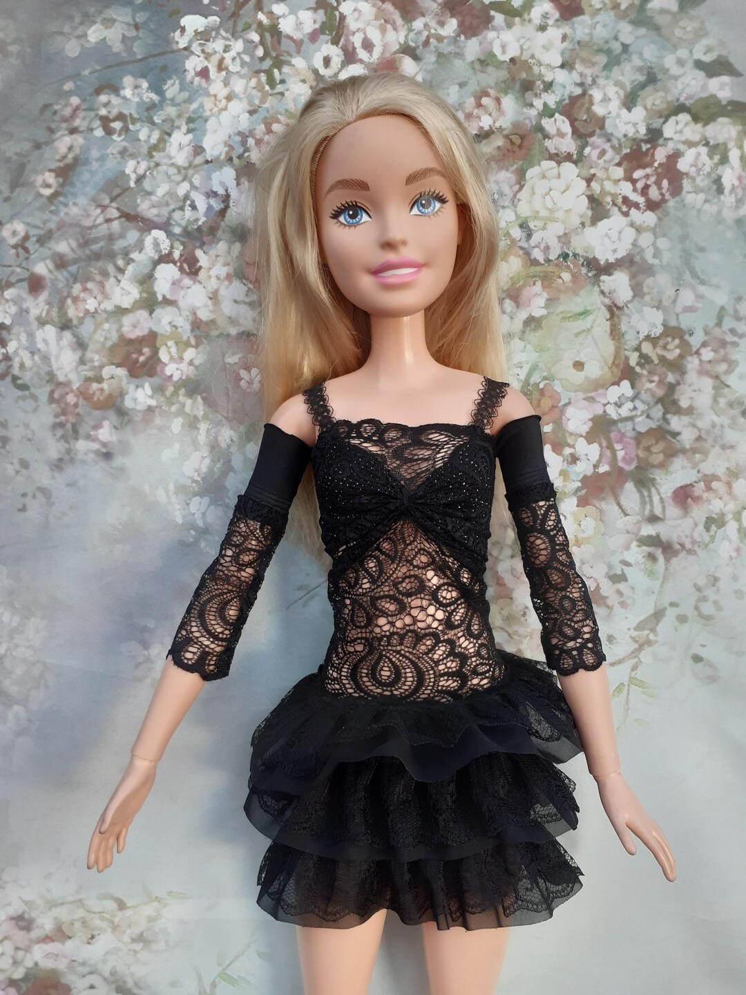 Gothic Black Lace Dress – Handmade Doll Outfit for 28" Barbie - Etsy