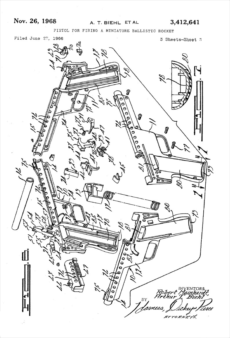 Gyrojet Rocket Pistol Posters. Vintage Posters. Gun Art. Patent Posters ...