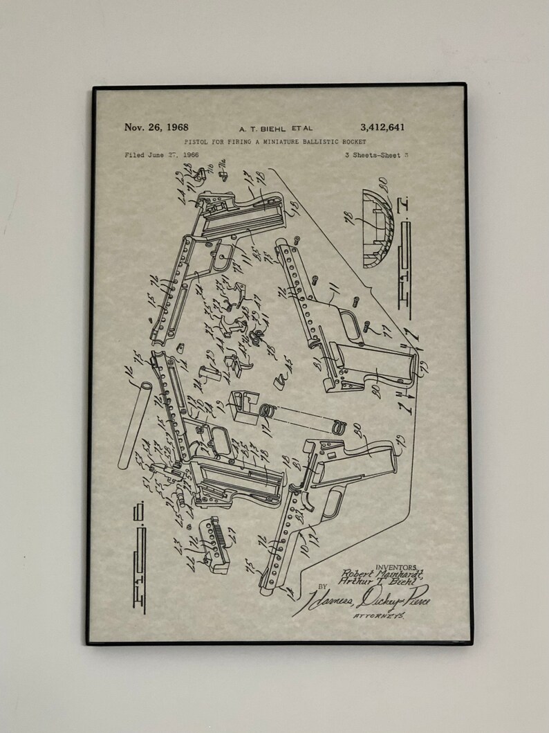 Gyrojet Rocket Pistol Posters. Vintage Posters. Gun Art. Patent Posters ...