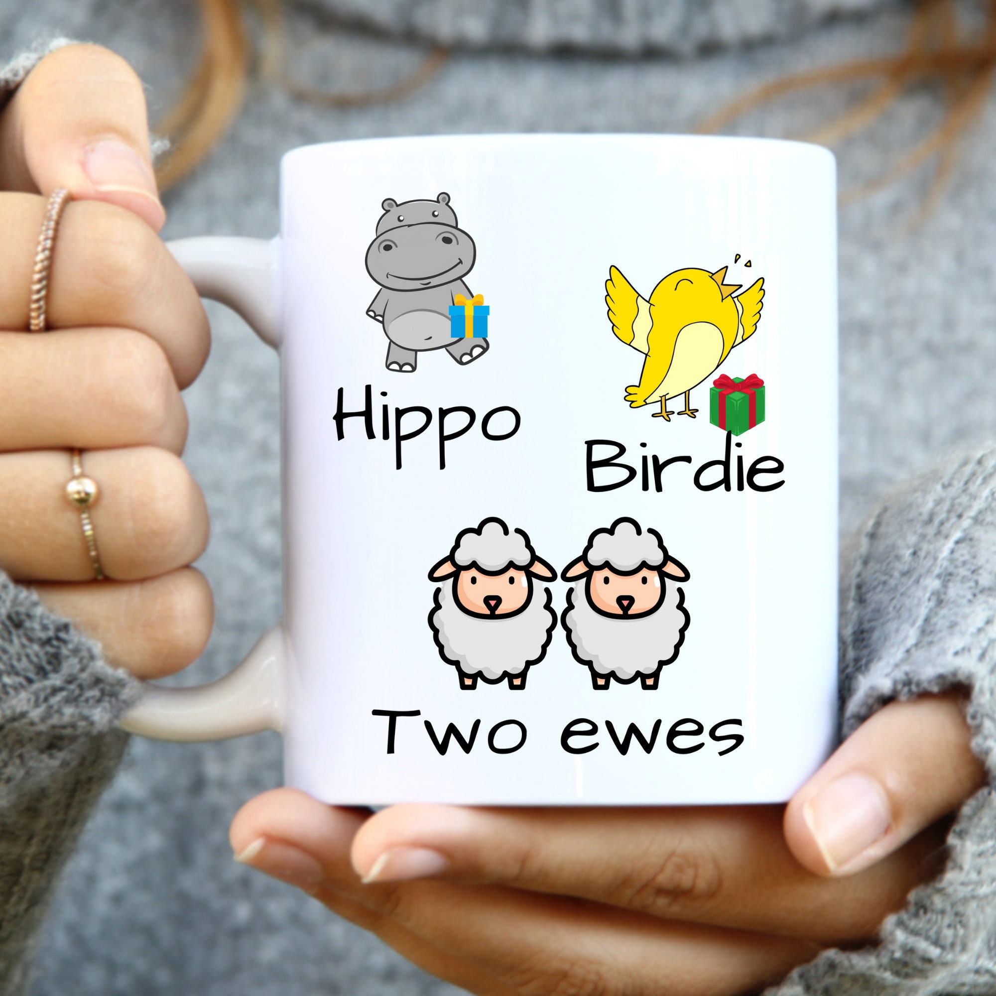 Hippo Birdie Two Ewes Mug Birthday Ceramic Cup Funny Birthday Gift - Etsy