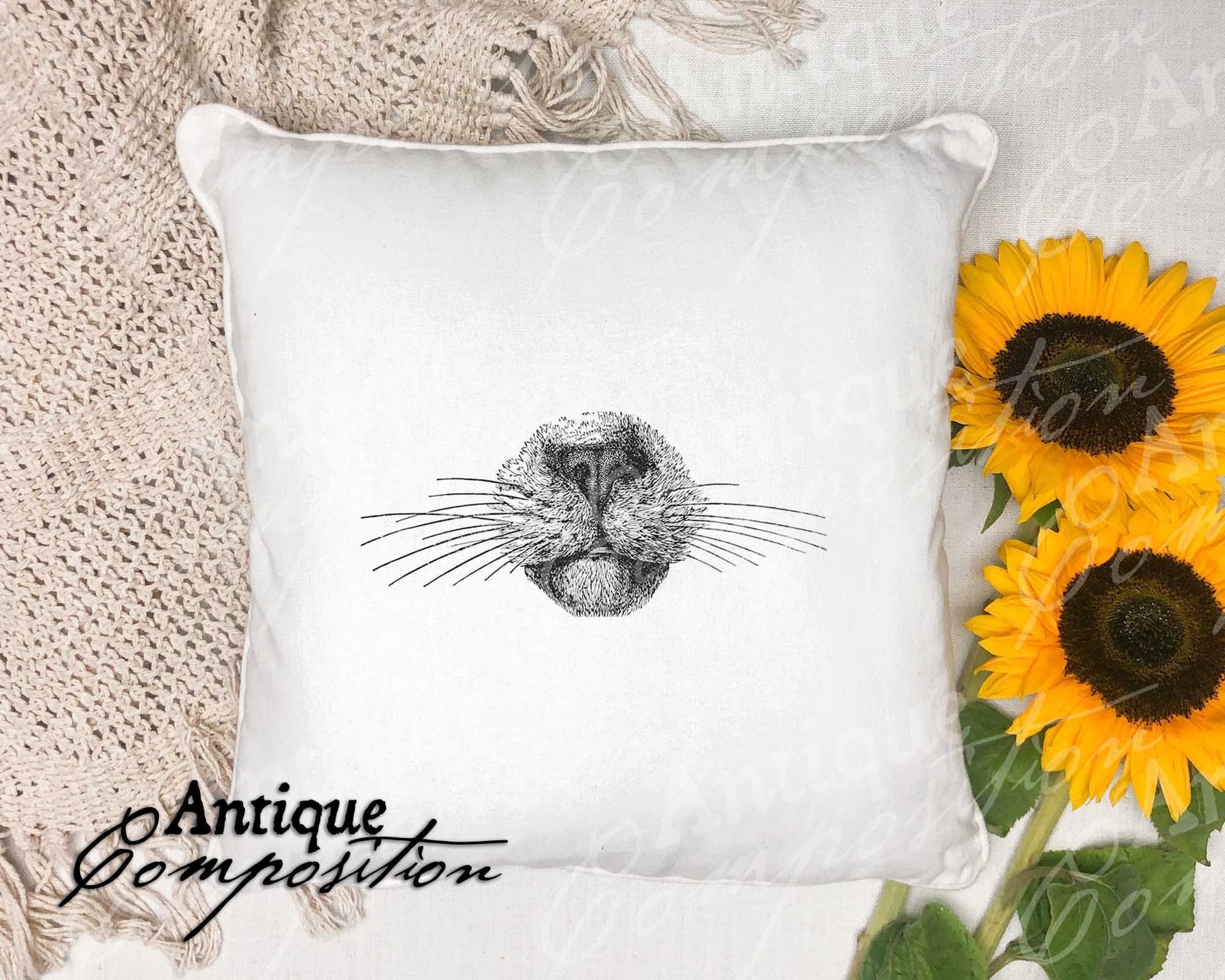 Cat Clip Art - Vintage Cat Face Printable - Cat Sublimation - Antique ...