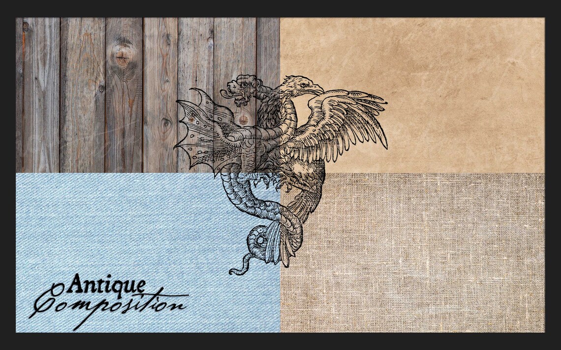 Phoenix Clip Art Vintage Cryptid Printable Dragon and Phoenix ...