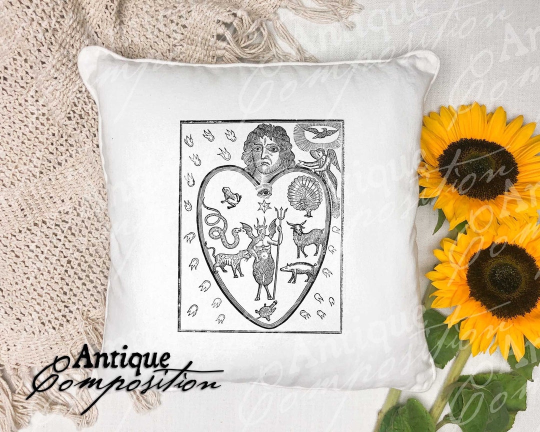 Occult Clip Art Vintage Devil Printable Occult Heart Sublimation ...