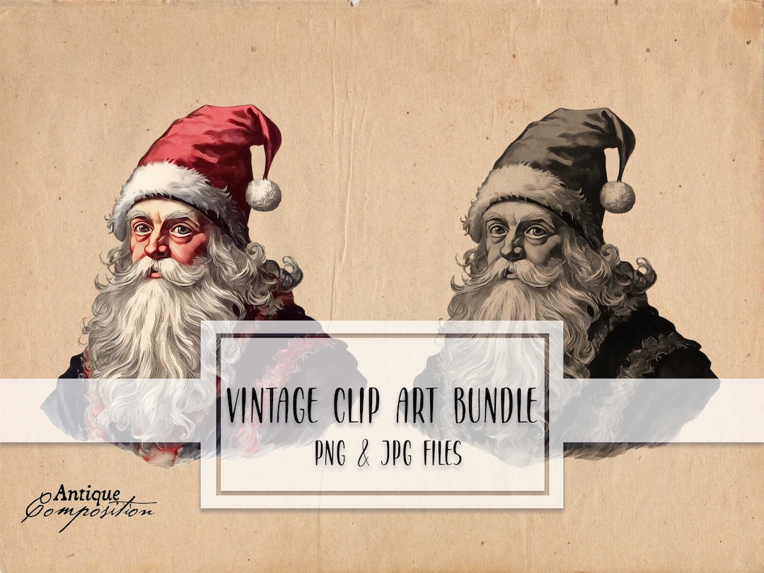 Santa Claus Clip Art Vintage Style Holiday Printable Santa Portrait ...