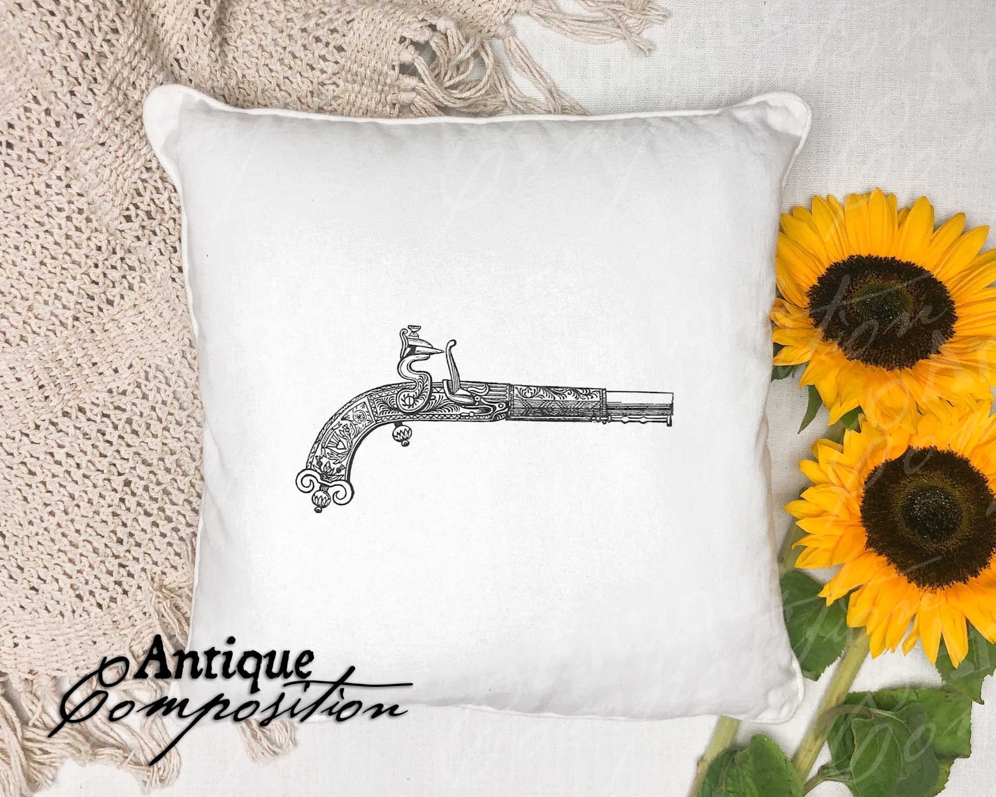 Pistol Clip Art Vintage Gun Printable Old Pistol Sublimation Antique ...