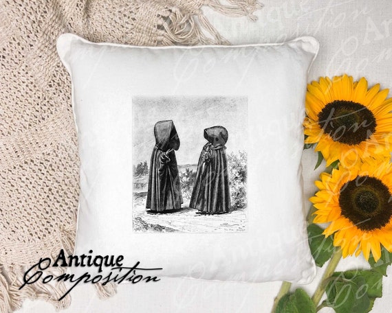 Hooded Cloaks Clip Art Vintage Cloaked Figures Printable | Etsy