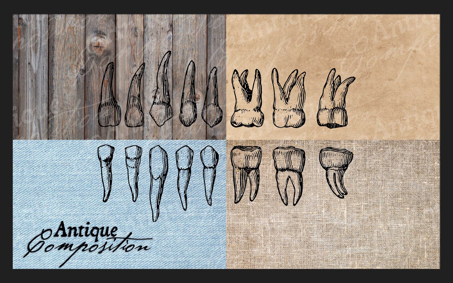 Teeth Clip Art Vintage Tooth Printable Human Teeth - Etsy UK