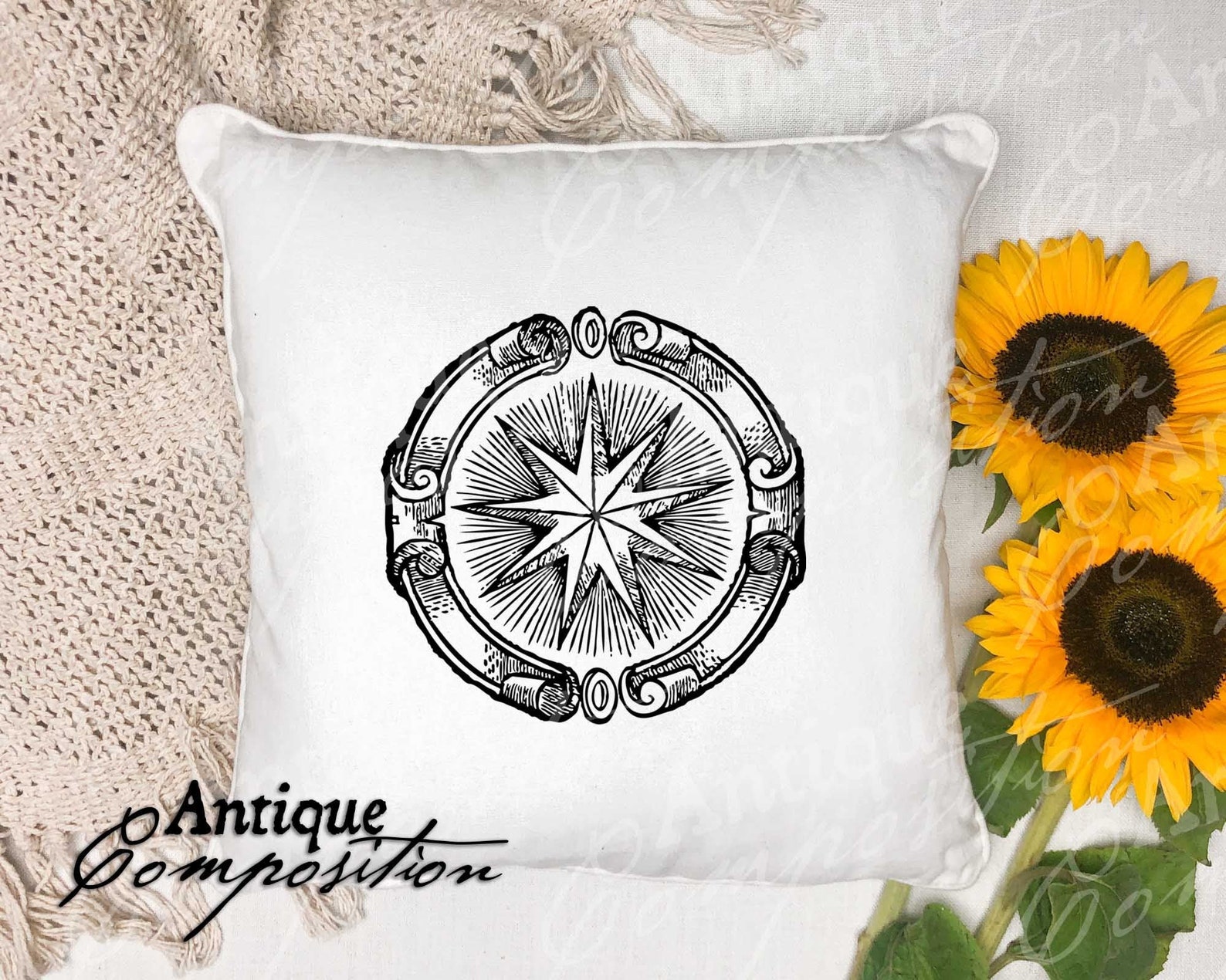 Celestial Clip Art - Vintage Star Printable - 9 Point Star Sublimation ...