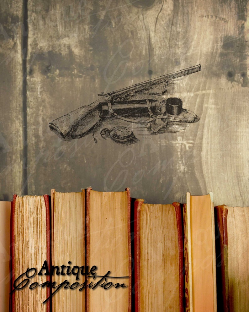 Rifle Clip Art Vintage Gun Printable Hunting Rifle Sublimation Antique ...