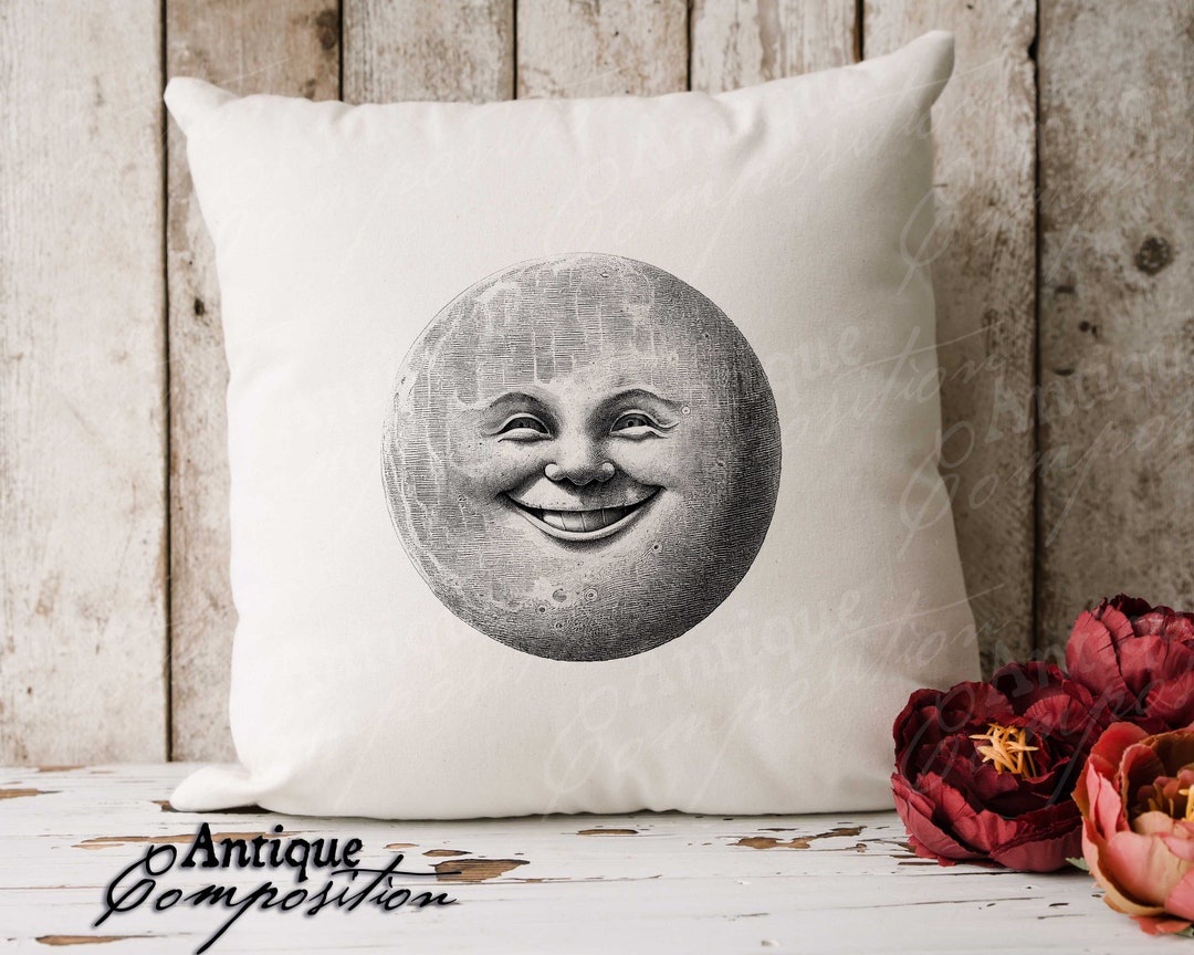 Moon Smile - Vintage Style Moon Printable - Moon Face Sublimation - Etsy