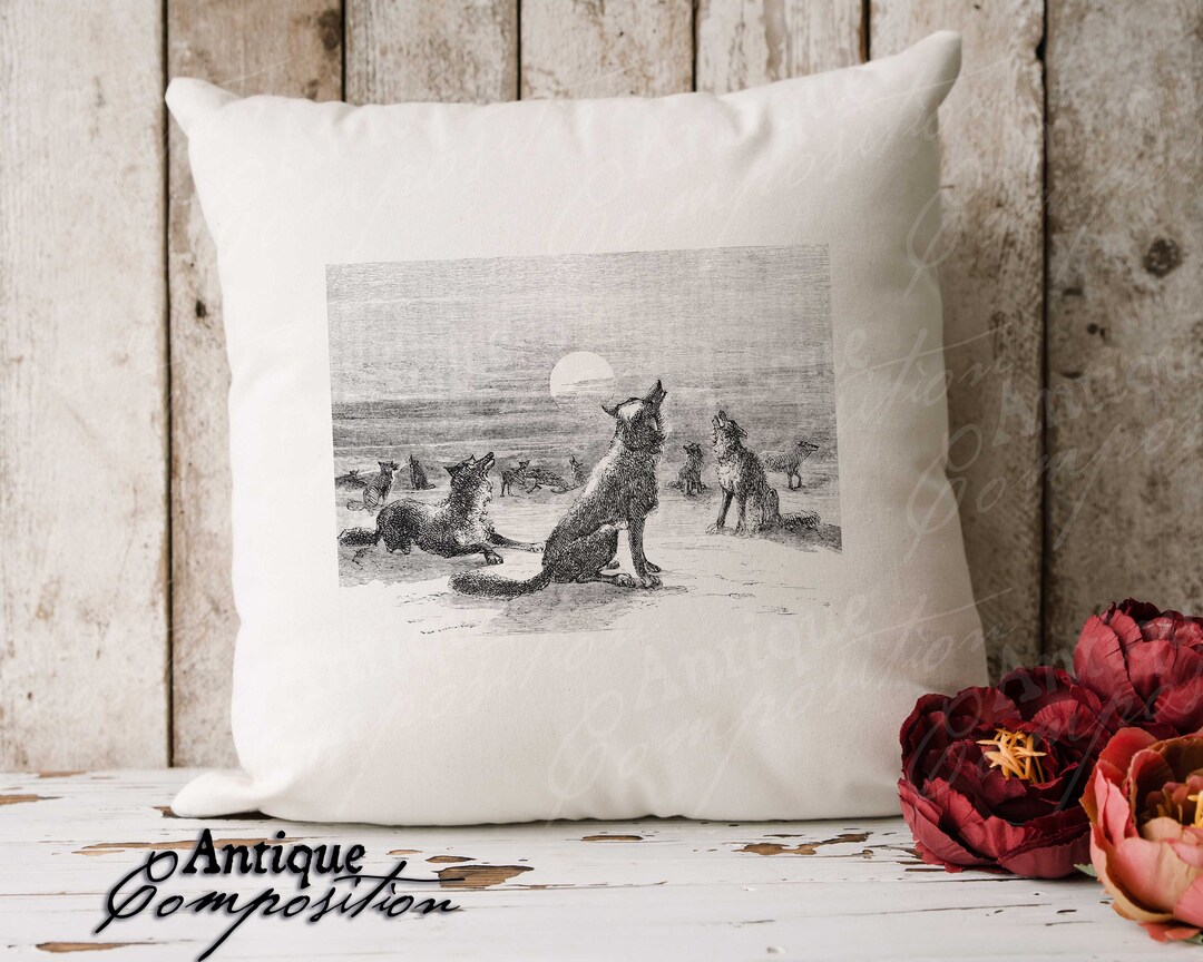Wolf Clip Art - Vintage Wolves Printable - Wolf Howl Sublimation ...