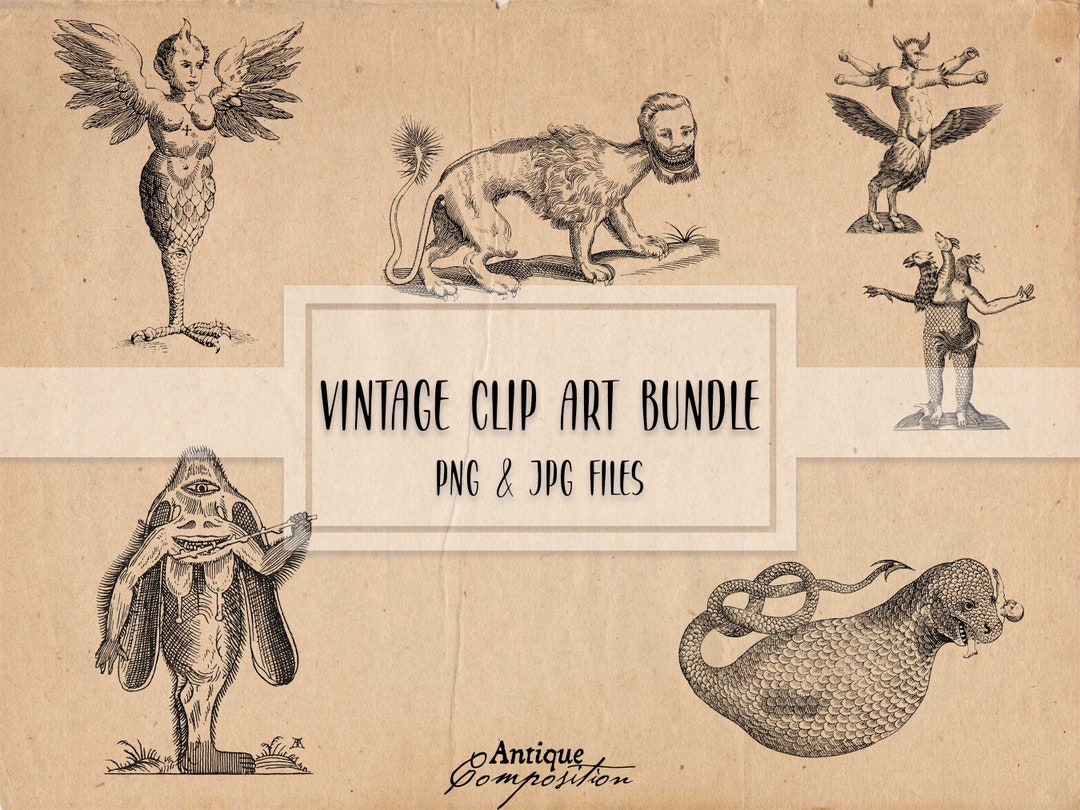 Cryptid Clip Art Bundle - Vintage Cryptid Printable - Cryptidcore ...