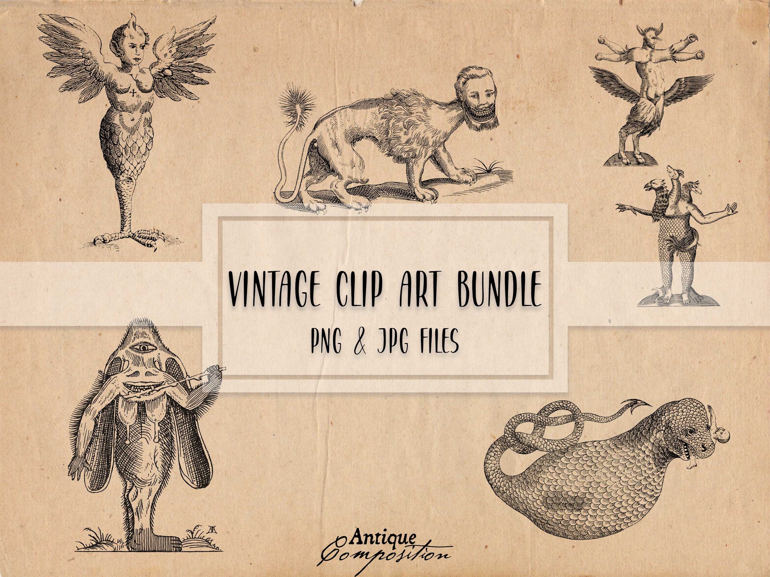 Cryptid Clip Art Bundle - Vintage Cryptid Printable - Cryptidcore ...