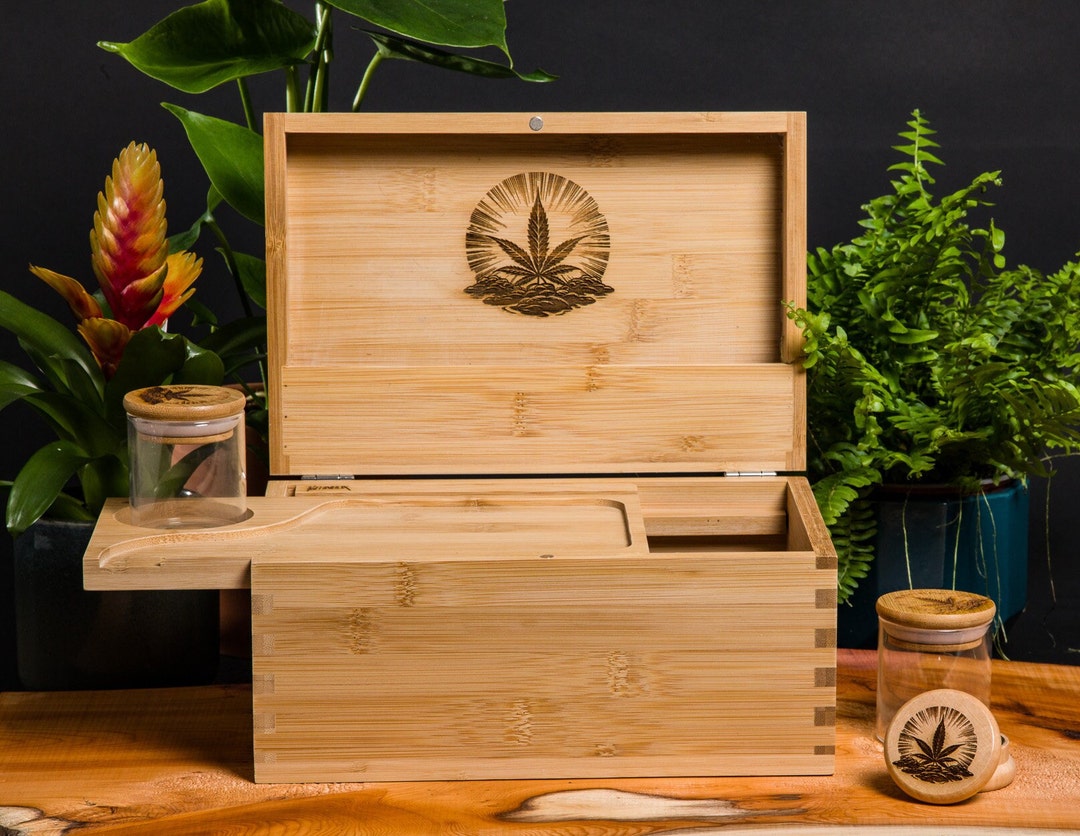 Custom Rolling Stash Box Kit Real Wood Engraving One Leaf - Etsy