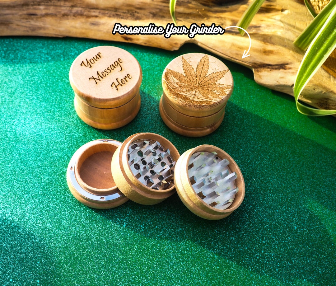 Herb Grinder, 3 Part, Hand Muller, Crusher, Metal Teeth, Wood Engraved ...