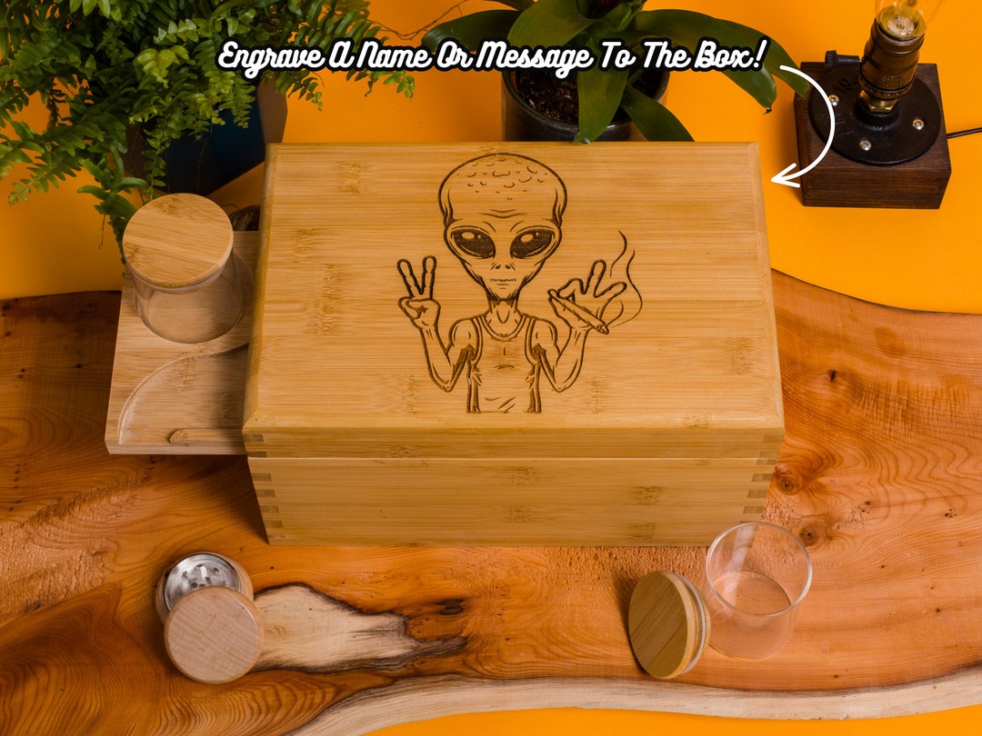 Personalised Custom Rolling Stash Box Kit, Real Wood Engraving, Puffin ...