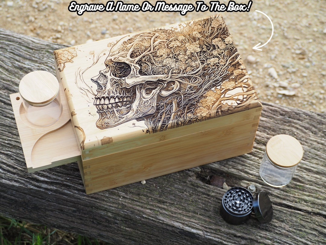 Personalised Custom Rolling Stash Box Kit, Real Wood Engraving ...